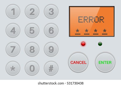 Pin Enter Display Number Buttons Gray Stock Illustration 1033443652
