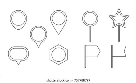 Pin Map Outline Icon Set Stock Vector (Royalty Free) 757788799 ...
