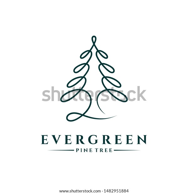 Pine Line Art Logosimple Tree Symbolmodern Stock Vector (Royalty Free ...