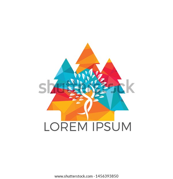 Pine Tree People Logo Design Healthy Stock Vector (Royalty Free ...