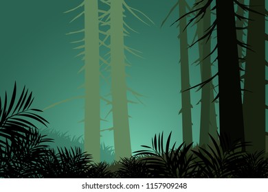 Pine Trees Scene Vector Nature Landscape Stock Vector (Royalty Free ...