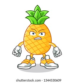 Pineapple Angry Mascot Vector Cartoon Illustration: Stock-Vektorgrafik ...