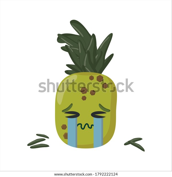 Pineapple Crying Unhappy Cartoon Character Isolated Stock Vector ...