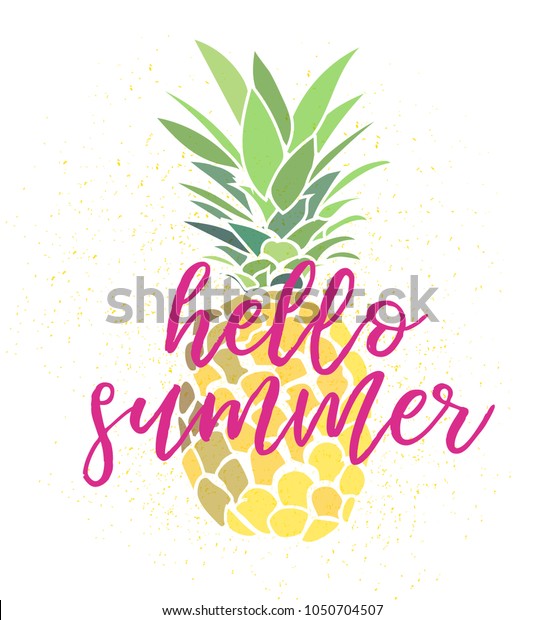 Pineapple Hello Summer Illustration Tropical Exotic Stock Vector ...