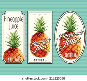 Pineapple Juice Labels Set Stock Vector (Royalty Free) 216225058
