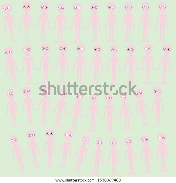 Pink Aliens Cartoon Vector Horizontal Pattern Stock Vector (Royalty ...
