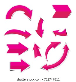 Pink Arrow Stickers On White Background Stock Vector (Royalty Free ...