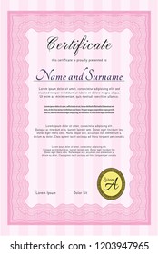 Pink Certificate Diploma Template Quality Background Stock Vector ...