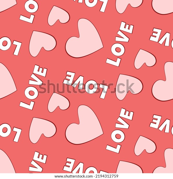 Pink Background Heart Cute Romatic Red Stock Vector (Royalty Free ...