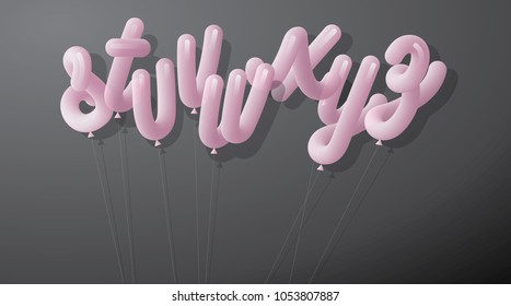 Pink Balloon Typography Design Vectorillustration Letters Stock Vector ...