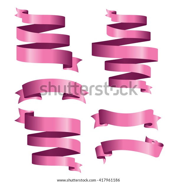 Pink Banner Ribbon Vector Set Isolated Stock Vector (Royalty Free ...