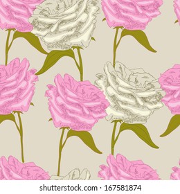 Pink Beige Roses Stock Vector (Royalty Free) 167581874 | Shutterstock