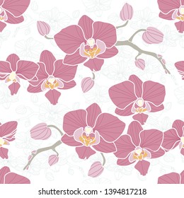 Pink Blooming Orchids Seamless Repeat Vector Stock Vector (Royalty Free ...