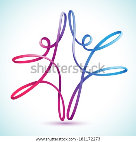 Pink Blue Line Figures Dancing Stock Vector (Royalty Free) 181172273 ...