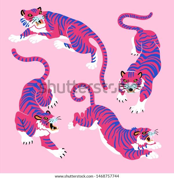 Pink Blue Neon Tigers Vector Illustration: Vector có sẵn (miễn phí bản ...