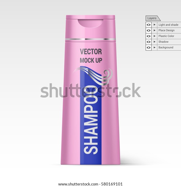 Pink Bottle Shampoo On White Background Stock Vector (Royalty Free ...