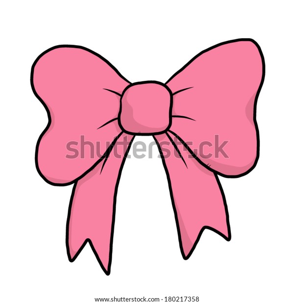 Pink Bow Cartoon Vector Illustration Hand Stock Vector (Royalty Free ...