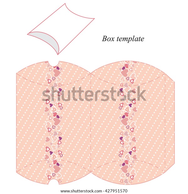 Pink Box Template Hearts Dots Stock Vector (Royalty Free) 427951570 ...