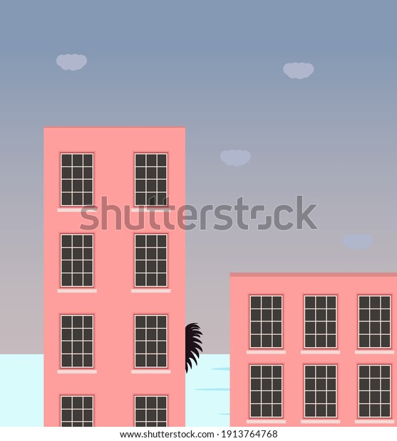 Pink Buildings Illustration Vector On White Stock Vector (Royalty Free ...
