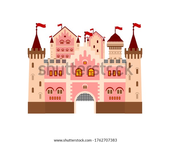 Pink Castle Vector Cartoon Isolated On Stock Vector (Royalty Free ...
