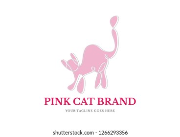 Pink Cat Logo Design Stock Vector (Royalty Free) 1266293356 | Shutterstock