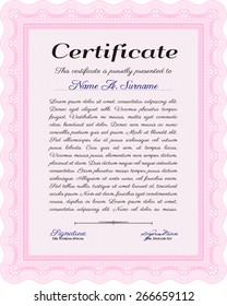 Pink Certificate Diploma Completion Design Template Stock Vector (Royalty Free) 266659112 ...