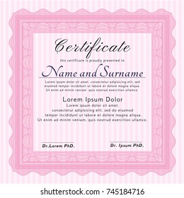 Pink Diploma Template Certificate Template Complex Stock Vector ...