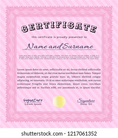 Pink Certificate Template Modern Design Background Stock Vector ...