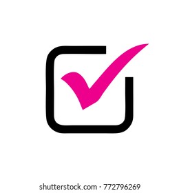 Vektor Stok Pink Check Mark Box Symbol (Tanpa Royalti) 776041780 ...