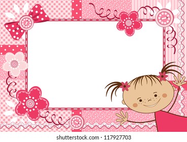Pink Baby Frame Vector Illustration Stock Vector (Royalty Free) 116495899