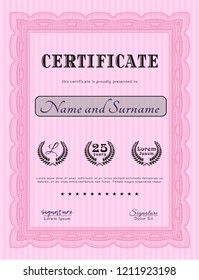 Pink Classic Certificate Template Elegant Design Stock Vector (Royalty ...