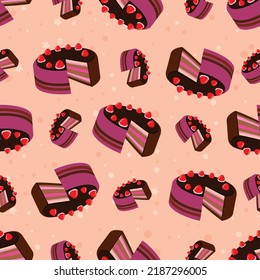 Pink Colour Seamless Background Cake Pattern Stock Vector (Royalty Free ...