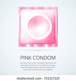 Pink Condom Package Realisticcontraception Conception Safe Stock Vector ...