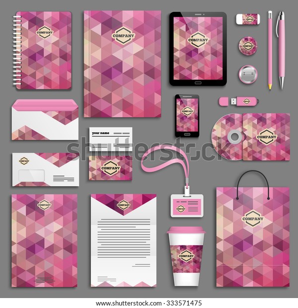 Pink Corporate Identity Template Set Business Stock Vector (Royalty ...