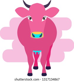 Pink Cow Vector Emblem Stock Vector (Royalty Free) 1317134867 ...