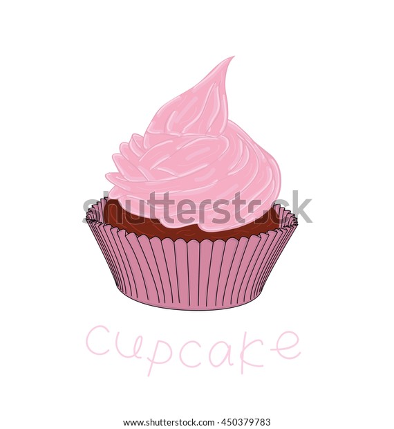 Pink Cupcake Vector Illustration Stock Vector (Royalty Free) 450379783 ...