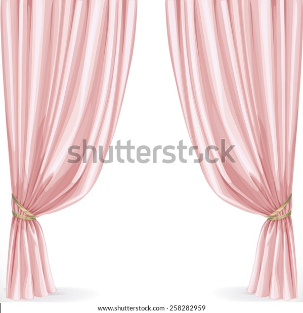 Pink Curtain Isolated On White Background Stock Vector (Royalty Free ...