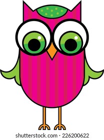 Pink Cute Cartoon Owl Stock Vector (Royalty Free) 226200622
