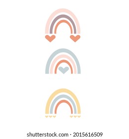 Pink Cute Pastel Rainbow Set Heart Stock Vector (Royalty Free ...