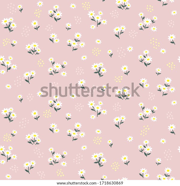 Pink Daisy Seamless Pattern Floral Print: Vector στοκ (χωρίς δικαιώματα ...