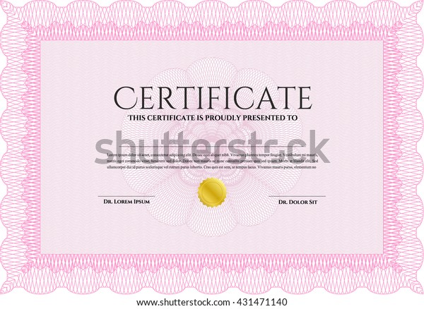 Diploma rosa o plantilla de certificado.: vector de stock (libre de ...