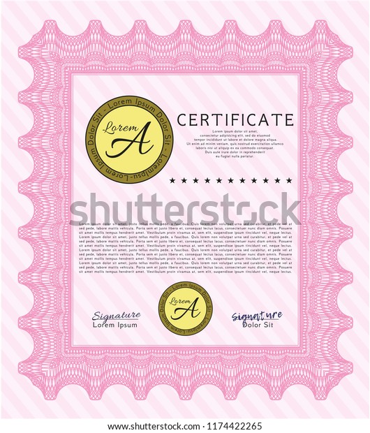 Pink Diploma Template Certificate Template Lovely Stock Vector (Royalty ...