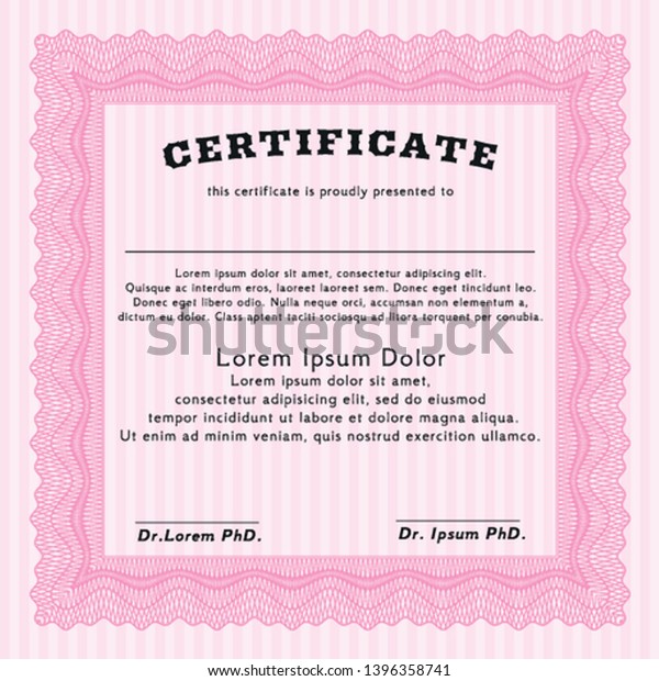 Pink Diploma Template Certificate Template Sophisticated Stock Vector ...