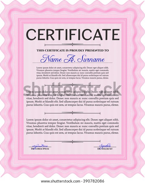 Pink Diploma Template Certificate Template Vector Stock Vector (Royalty ...