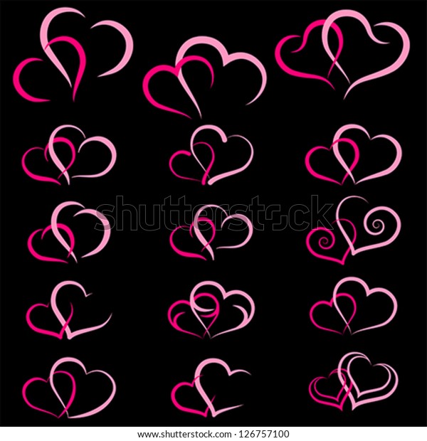 Pink Double Heart Collection Icon Couple Stock Vector (Royalty Free ...