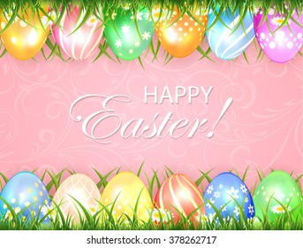 Pink Easter Background Floral Ornament Colored Stock Vector (Royalty ...