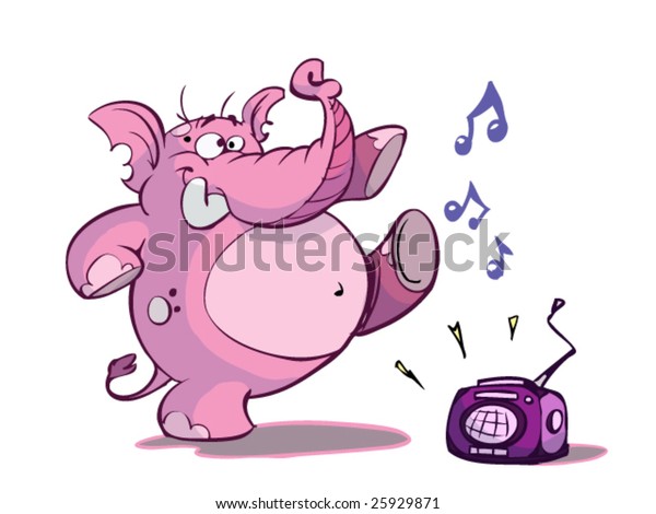 Pink Elephant Dancing On Music Stock Vector (Royalty Free) 25929871 ...