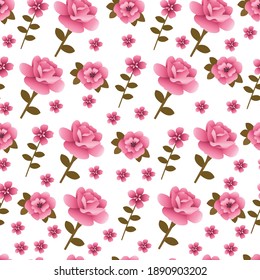 Pink Floral Seamless Pattern Vector Stock Vector (Royalty Free ...