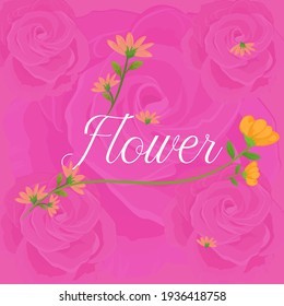 Pink Flower Background Handwritten Vector Illustration Stock Vector
