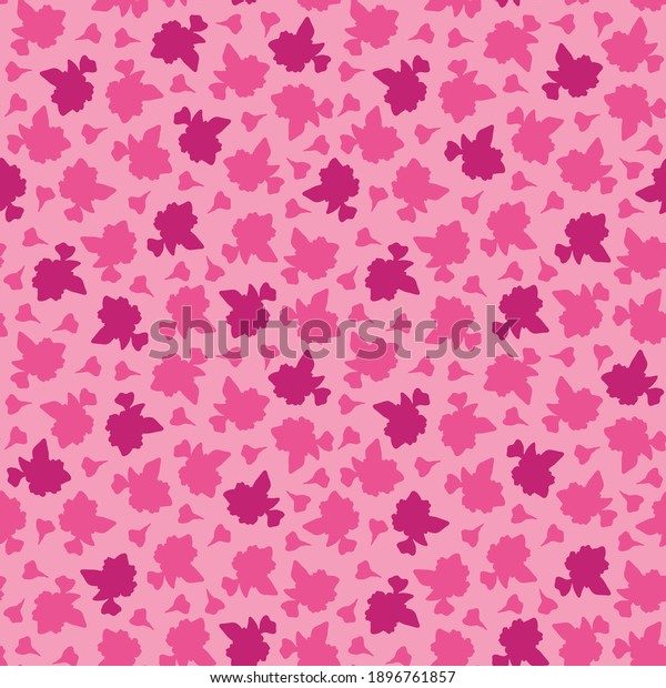 Pink Flower Silhouettes Seamless Pattern Stock Vector (Royalty Free ...